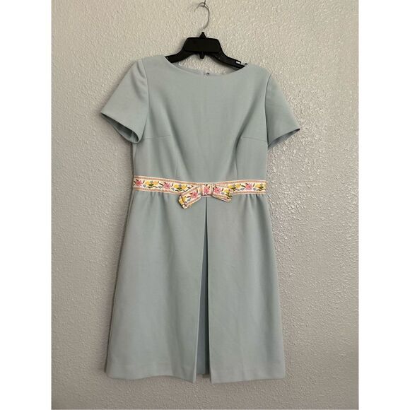 Vintage | Dresses | Vintage Double Knit Sky Blue Waisteddress ...